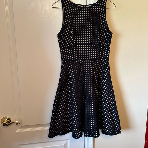 LOFT | Dresses | Navy Bluecream Underlay Dress | Poshmark